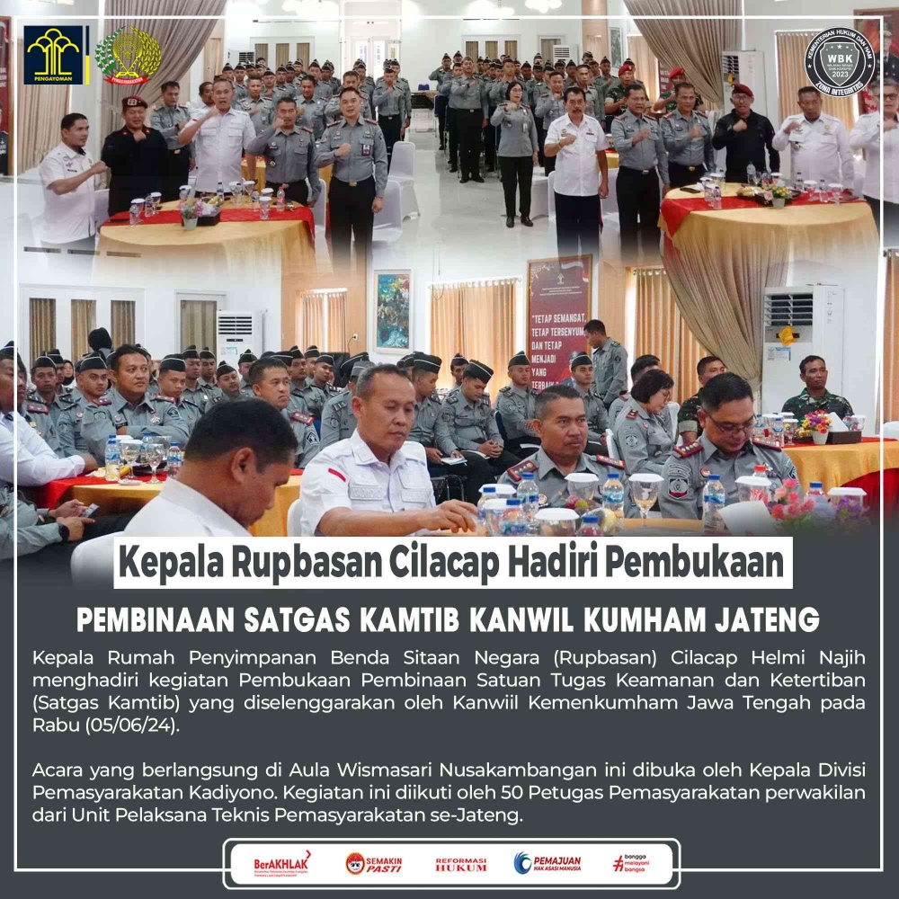 Kepala Rupbasan Cilacap Hadiri Pembukaan Pembinaan Satgas Kamtib Kanwil ... Kepala Rupbasan Cilacap Hadiri Pembukaan Pembinaan Satgas Kamtib Kanwil ...