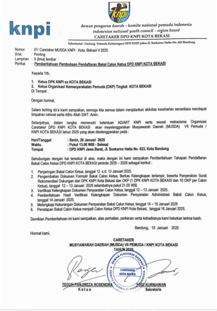 Musda KNPI Kota Bekasi Yang Sah Akan Dilaksanakan Di Bandung ... Musda KNPI Kota Bekasi Yang Sah Akan Dilaksanakan Di Bandung ...